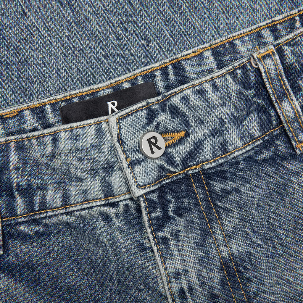 R3 Distressed Baggy Denim - Blue/Cream – Feature