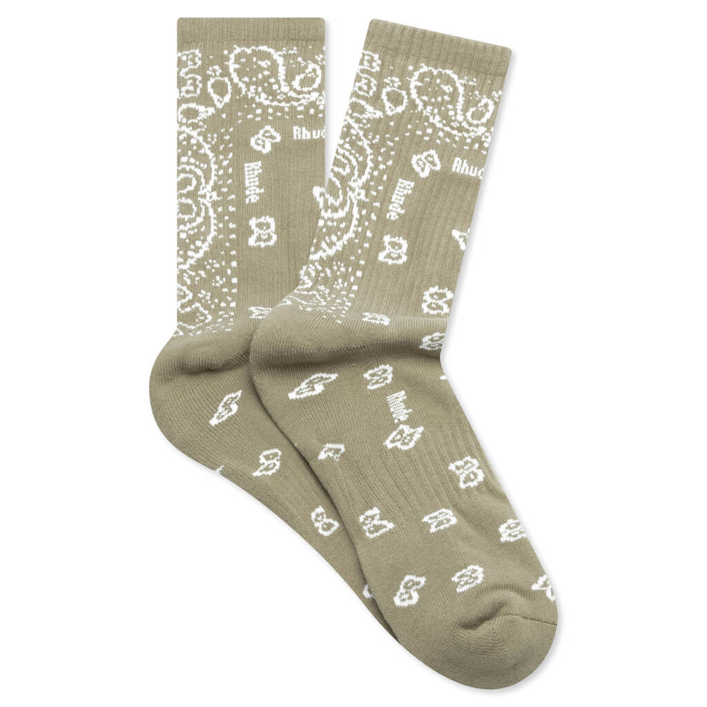 Bandana Jacquard Sock - Khaki/White – Feature