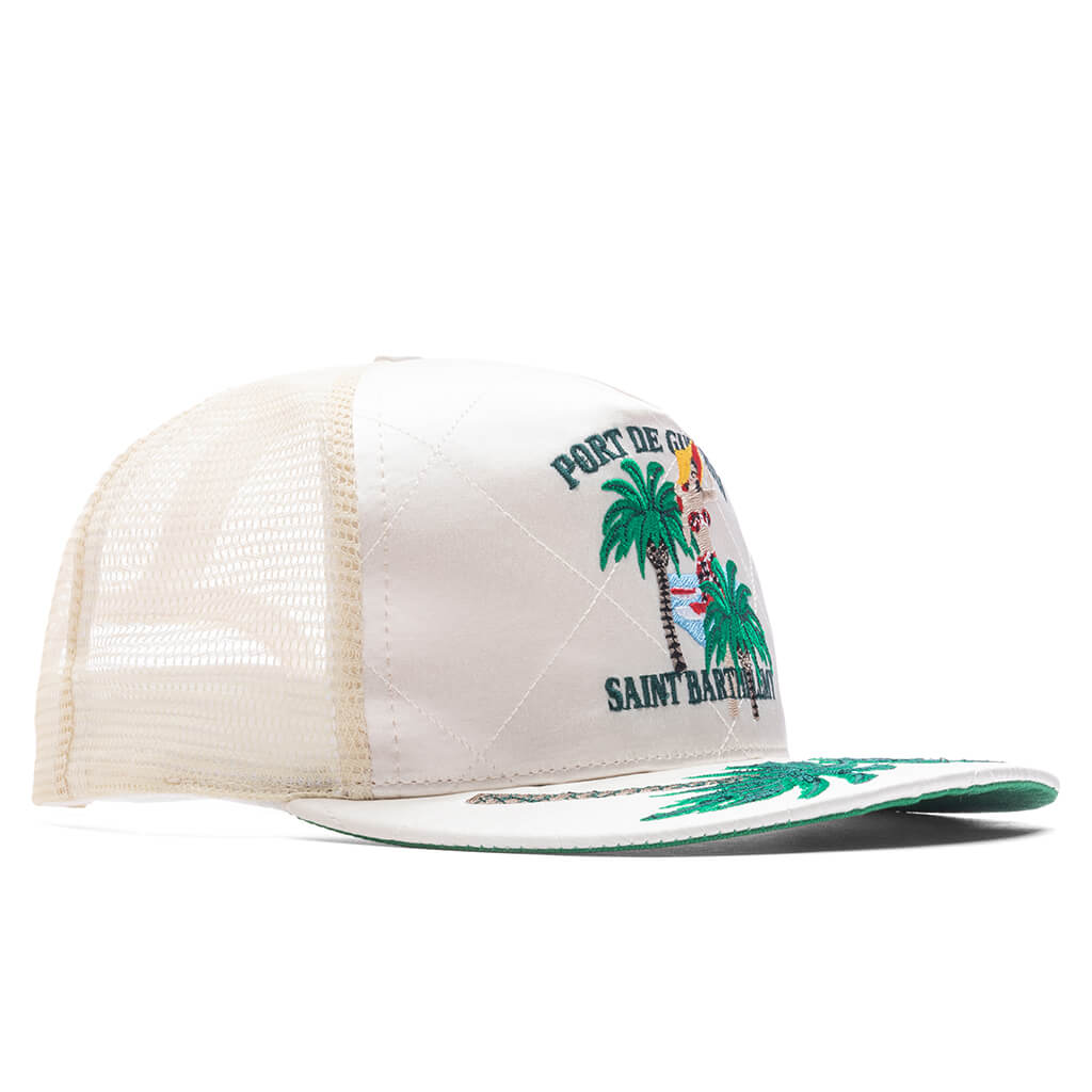 Palm Tree Quilted Satin Hat - Ivory – Feature