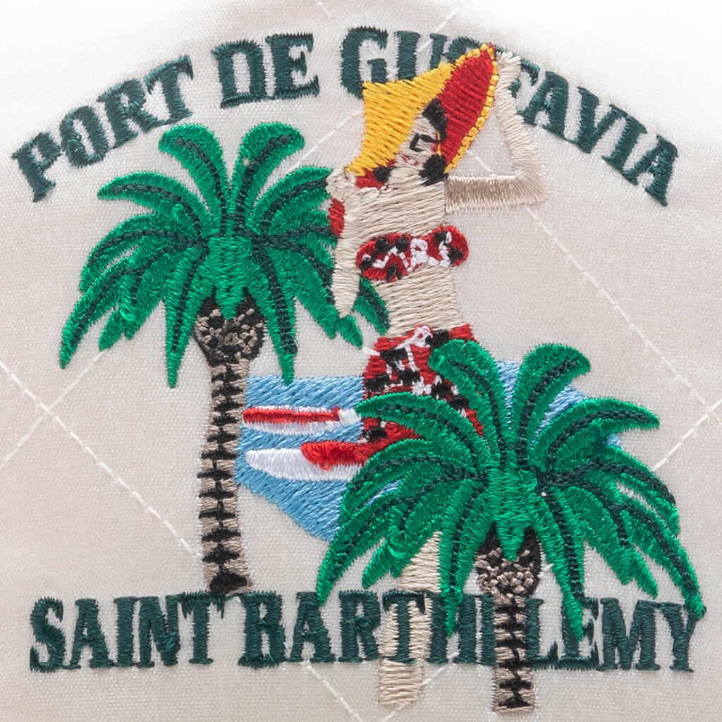 Palm Tree Quilted Satin Hat - Ivory – Feature