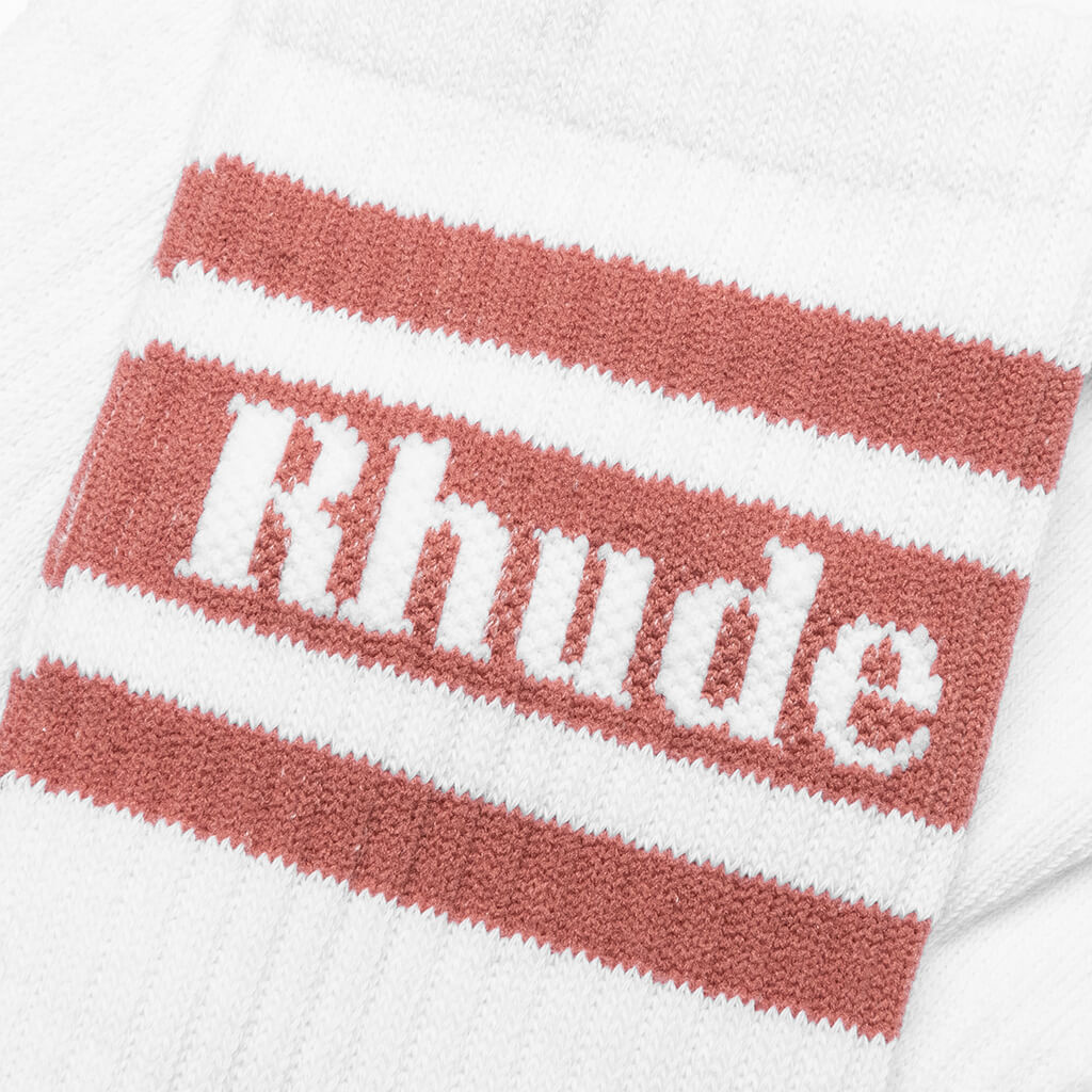 Striped Logo Sock - White/Pink – Feature