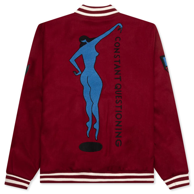 Run Sit & Bike Varsity Jacket - Dark Red – Feature