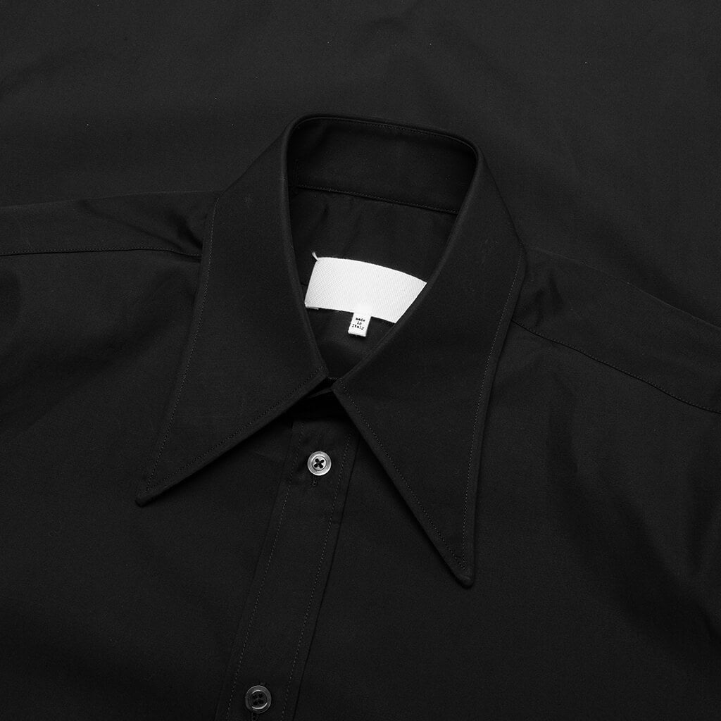 Point Collar Short Sleeve Shirt - Black – Feature