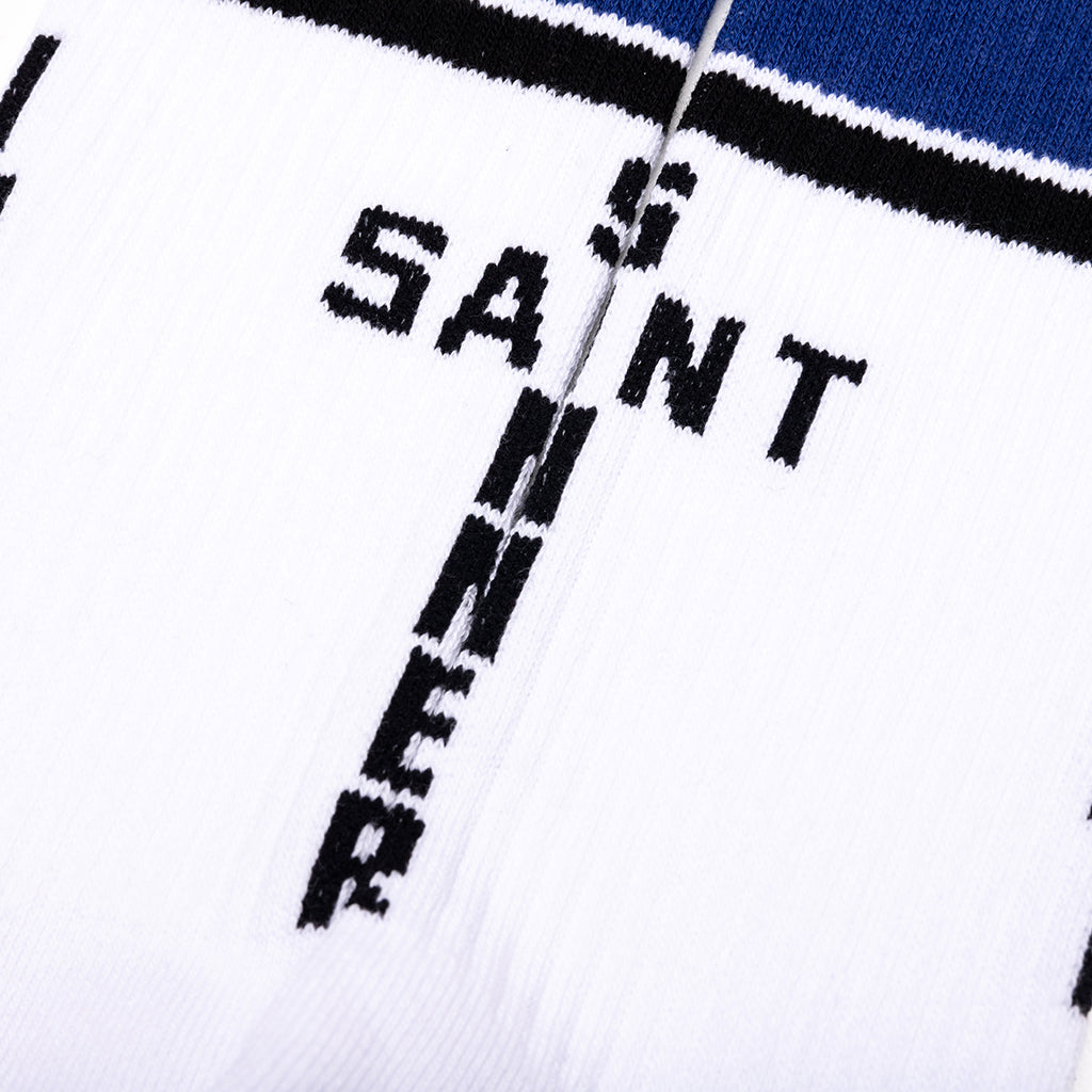 Saint Sinner Socks - White/Blue – Feature