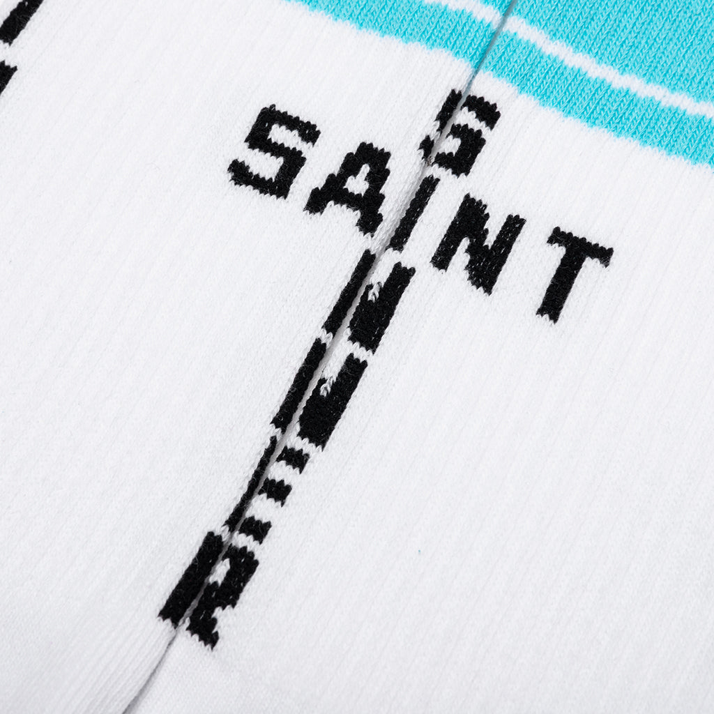 Saint Sinner Socks - White/Sky Blue – Feature