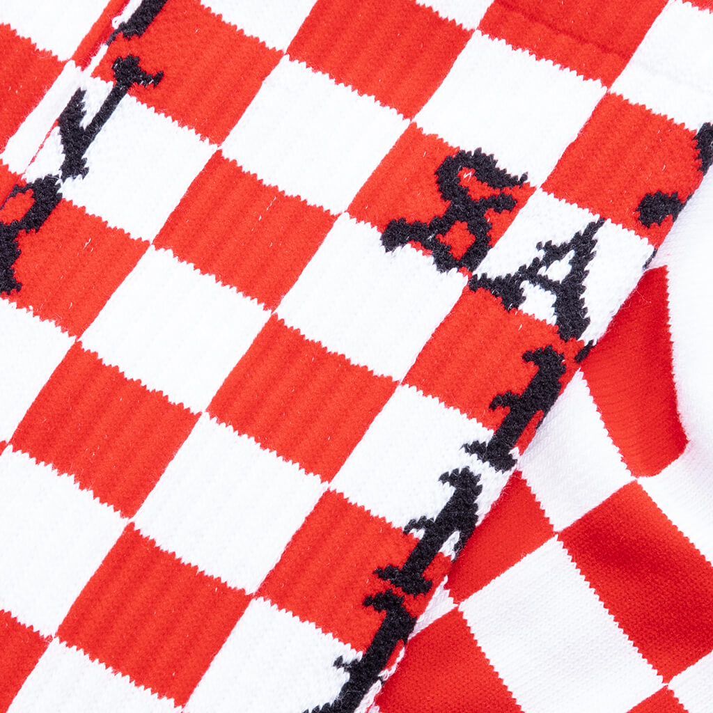 Saint Sinner Checker Socks - White/Red – Feature