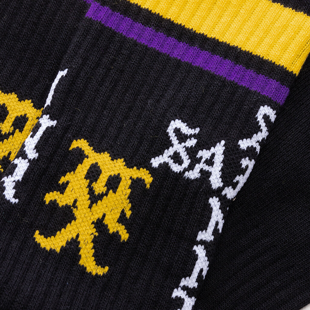 Saint Sinner Socks - Black/Purple – Feature