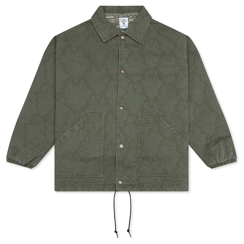 Coach Jacket - Skull Quilting Herringbone Olive – Feature