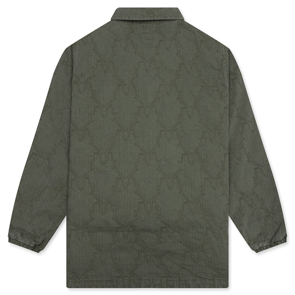 Coach Jacket - Skull Quilting Herringbone Olive – Feature