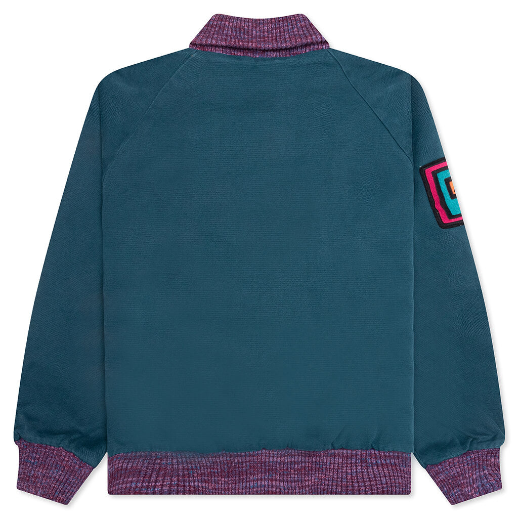 Skull Stalker Varsity Jacket - Washed Blue – Feature