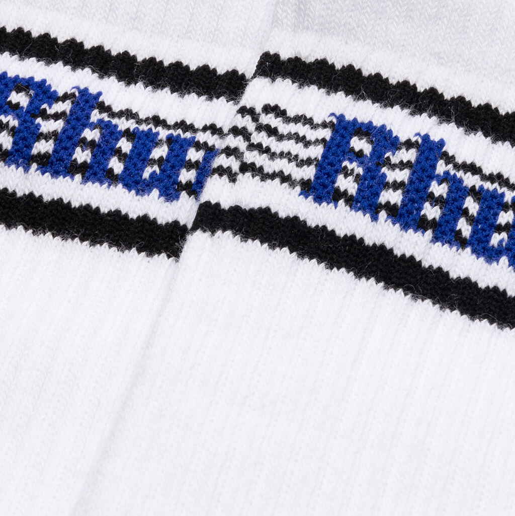 Speed Stripe Sock - White/Black/Blue – Feature