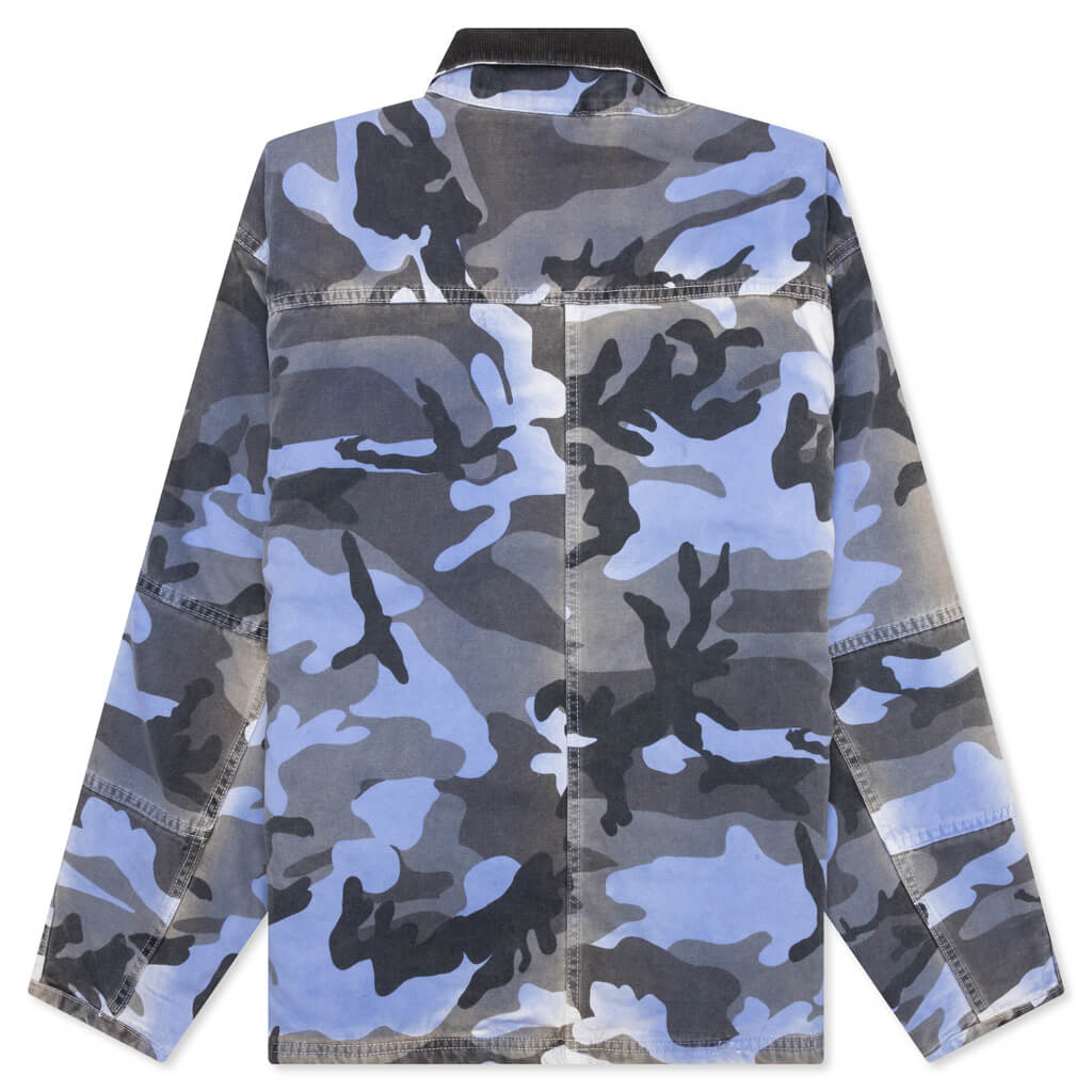 Spray Dye Canvas Shop Jacket - Blue Camo – Feature