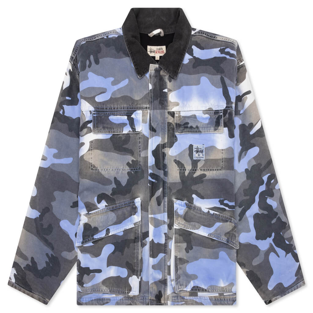 Spray Dye Canvas Shop Jacket - Blue Camo – Feature