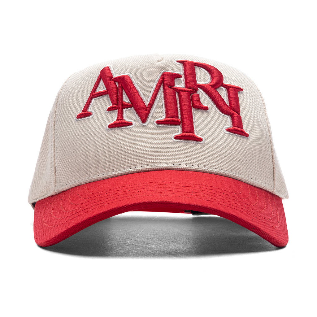 Staggered Amiri Canvas Hat - Alabaster/Red – Feature