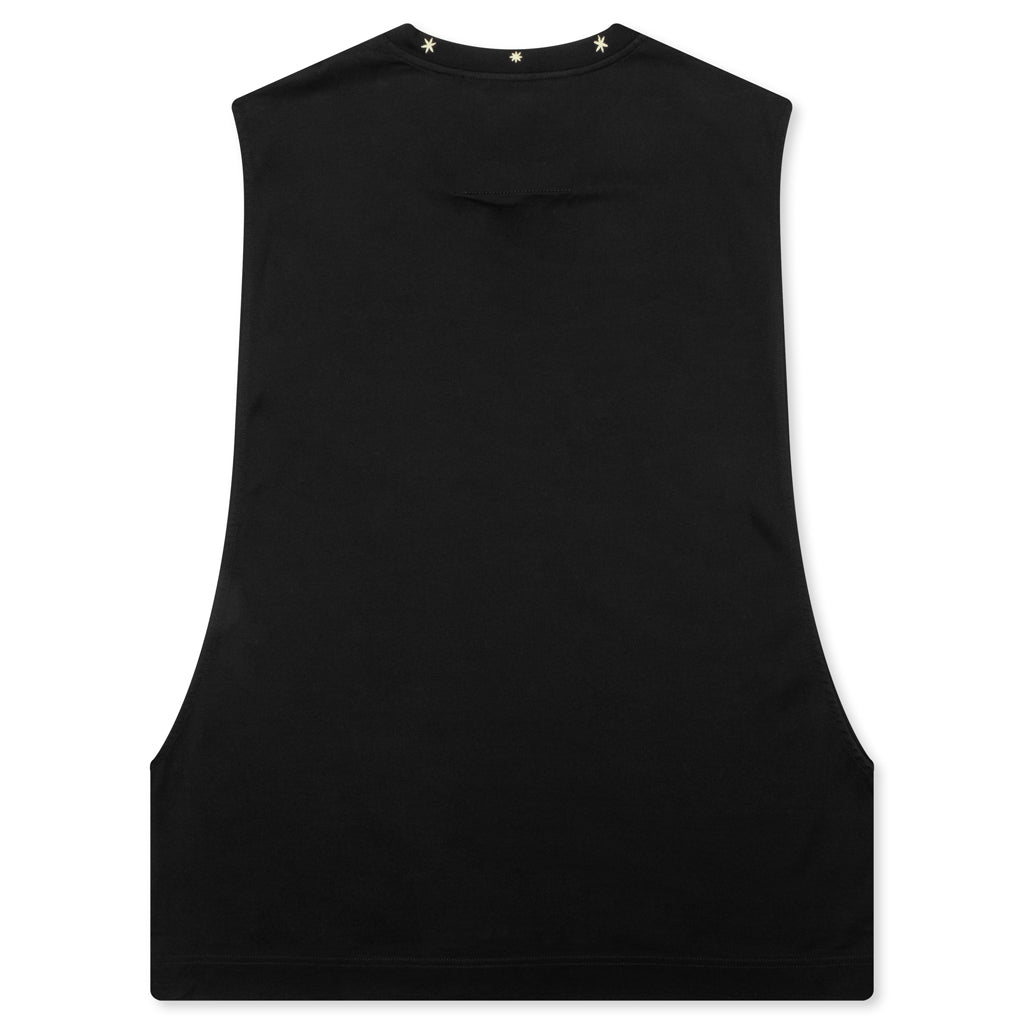 Star Print Sleeveless Big Armhole T-Shirt - Black – Feature
