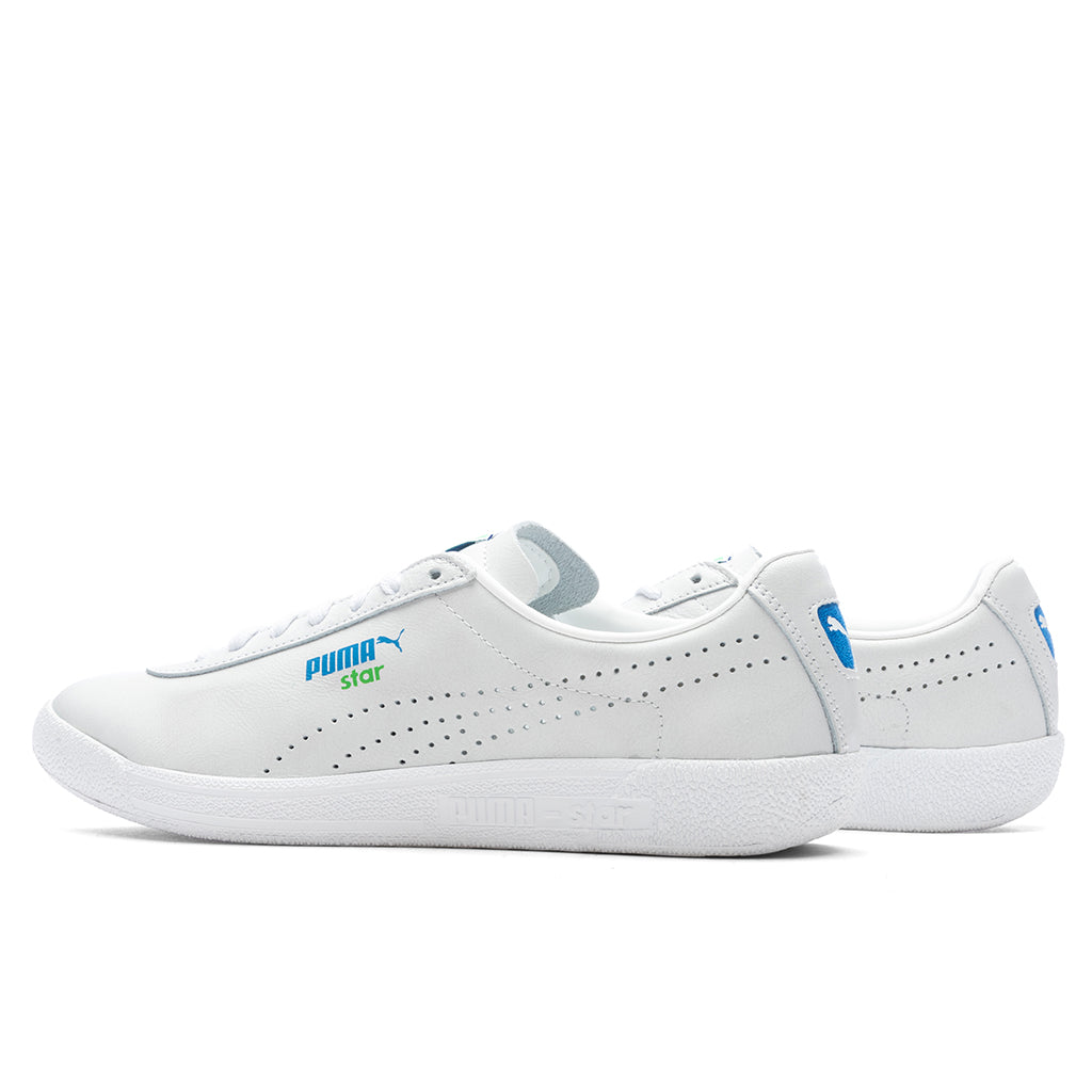 Star Tennis Whites - White/Ultra Blue/Green – Feature