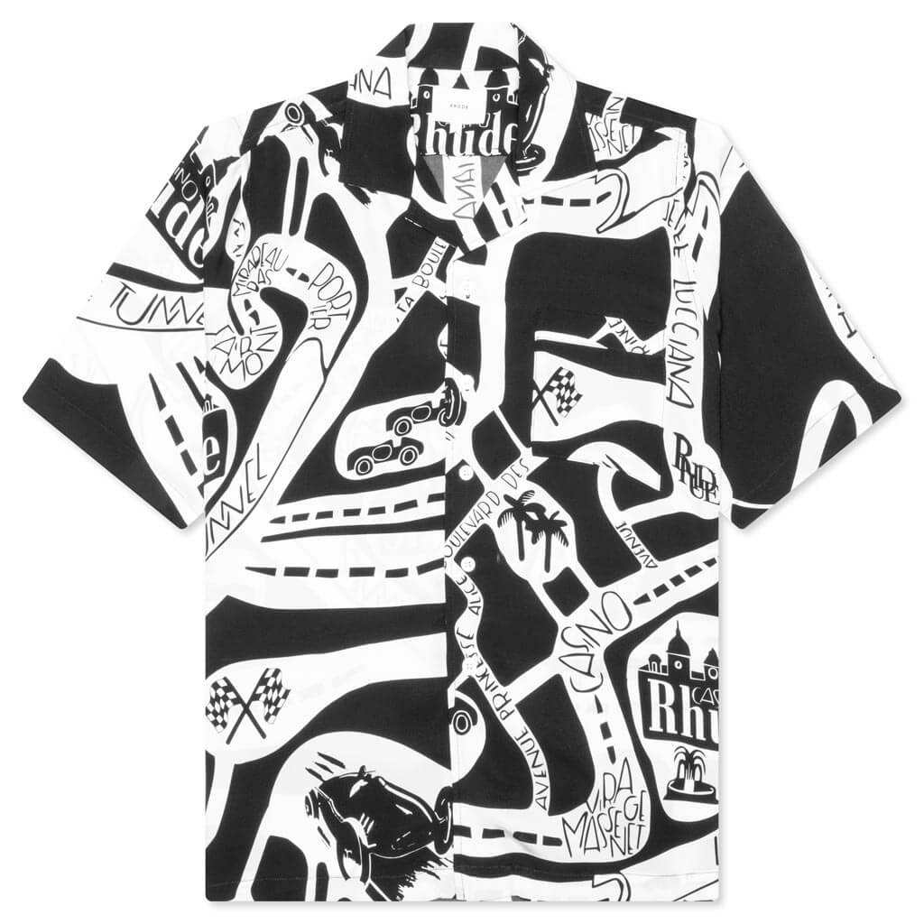 Strada Silk Shirt - Black/White – Feature