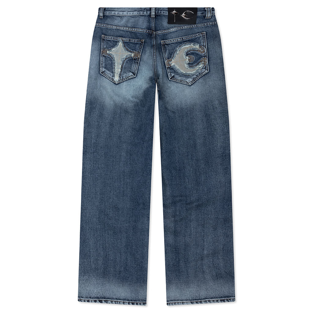Bone Leather Denim Pants - Blue – Feature