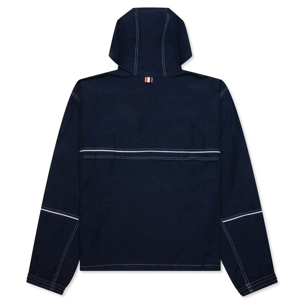 Contrast White Stitching Oversized Zip Up Track Jacket - Navy – Feature