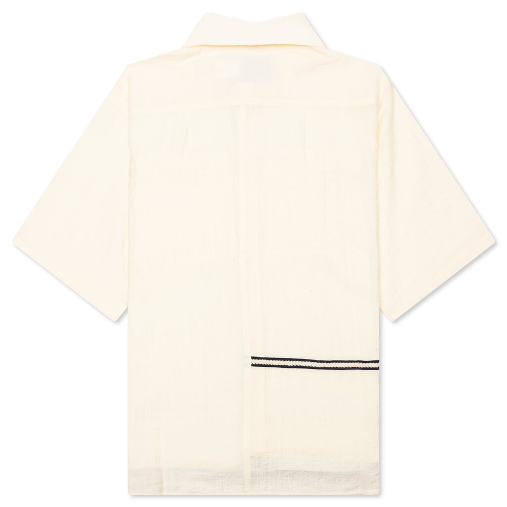 Weave Trim Button Up Shirt - Cream – Feature
