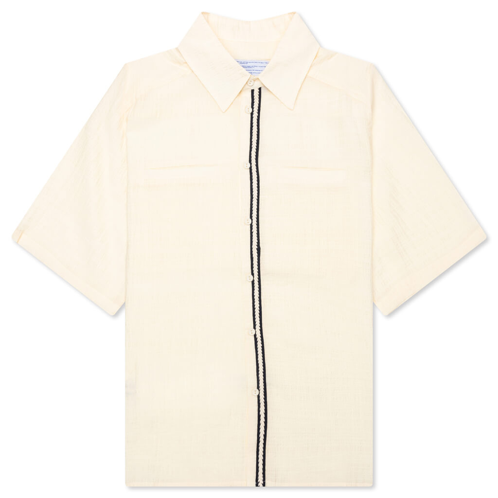 Weave Trim Button Up Shirt - Cream – Feature