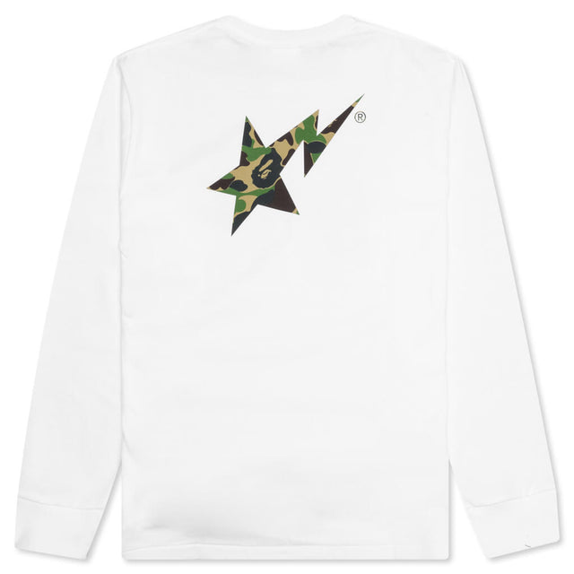 Abc Camo Bape Sta Logo L/S Tee - White/Green – Feature