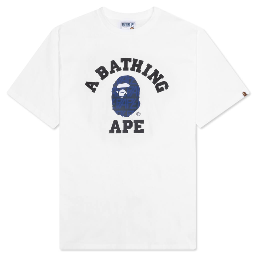 Bape Logo Monogram College Tee - White/Navy – Feature