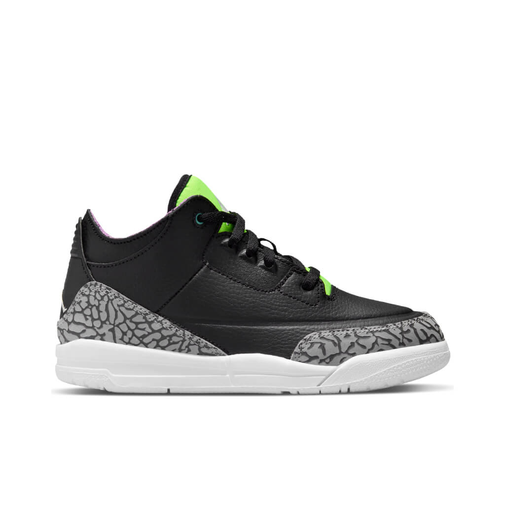 Air Jordan 3 Retro SE (PS) 'Electric Green' - Black/Violet Shock – Feature