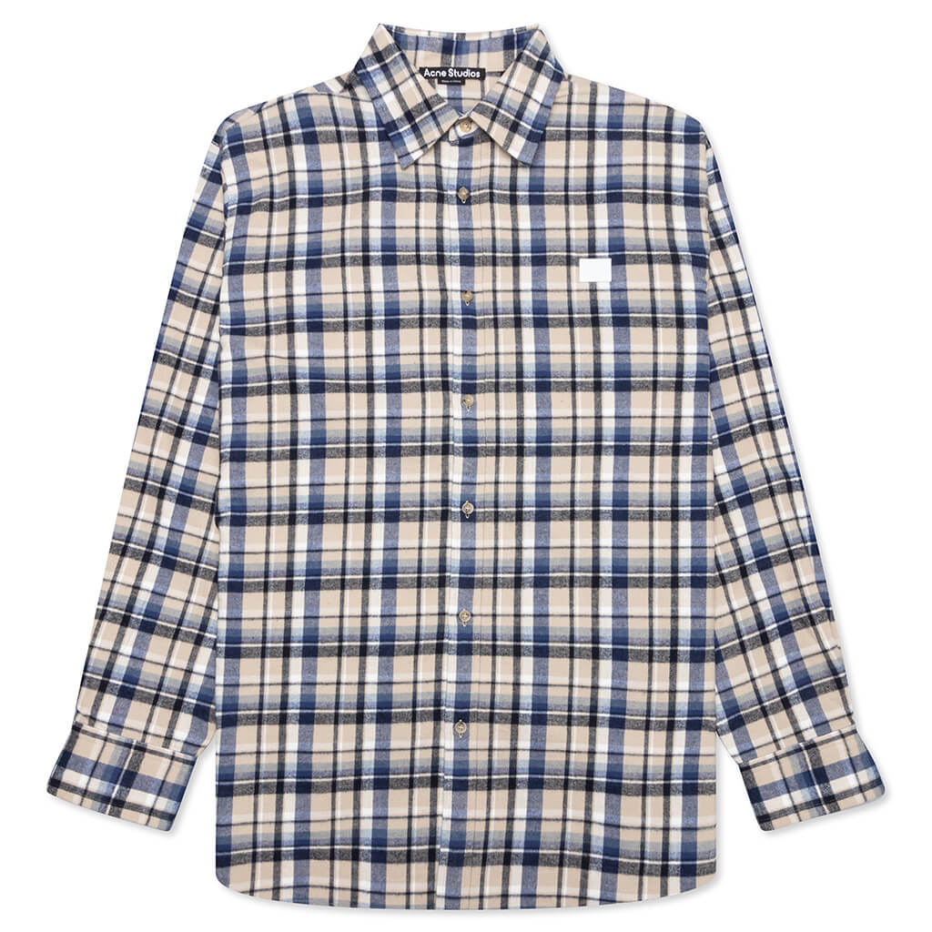 Flannel Shirt - Oat Beige/Blue – Feature