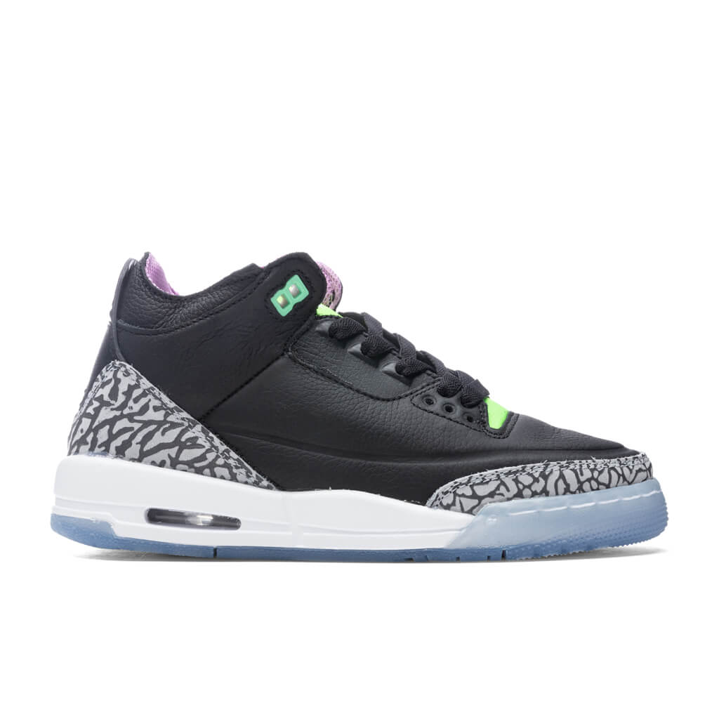 Air Jordan 3 Retro SE (GS) 'Electric Green' - Black/Violet Shock – Feature