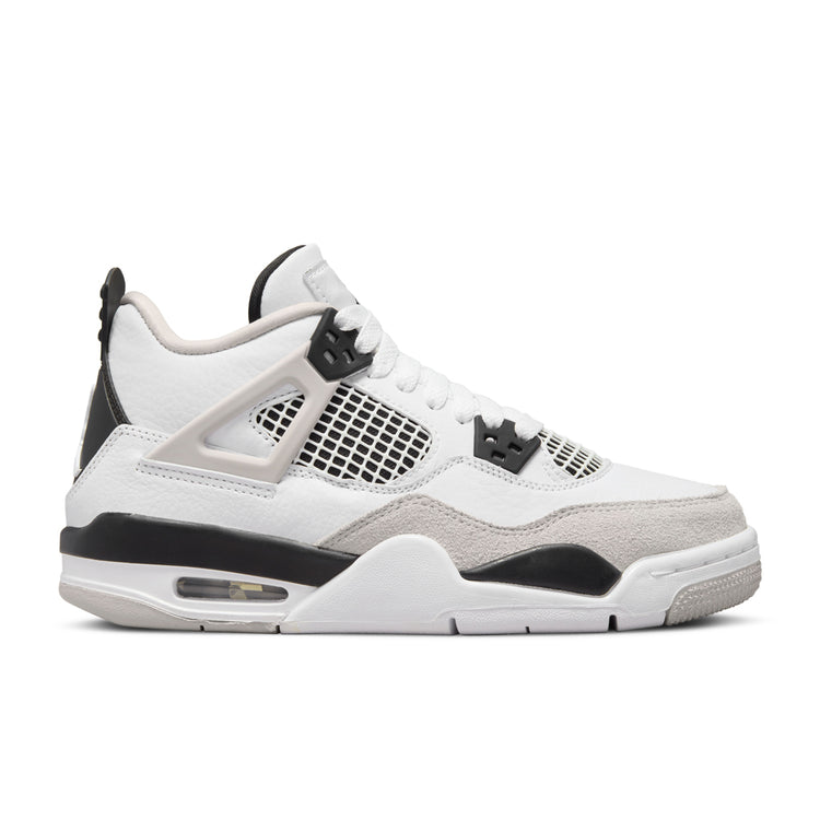 Air Jordan 4 Retro (GS) - White/Black/Neutral Grey – Feature