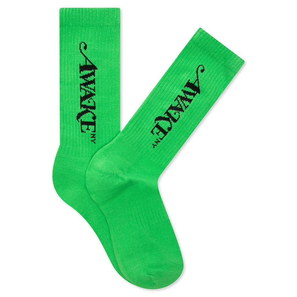Awake Classic Logo Socks - Neon Green – Feature