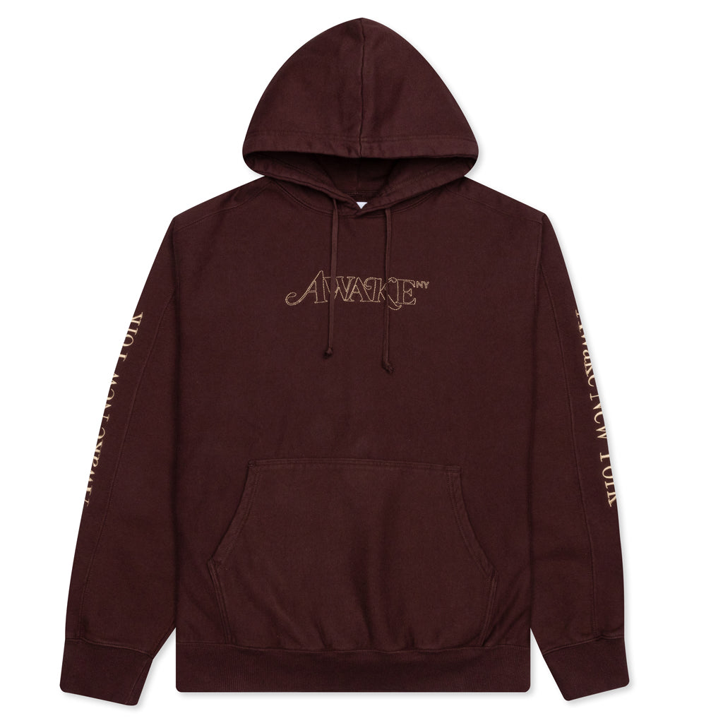 Awake Classic Outline Logo Paneled Embroidered Hoodie - Brown – Feature