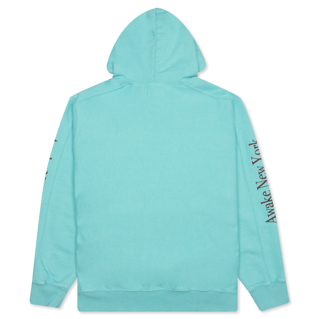 Awake Classic Outline Logo Paneled Embroidered Hoodie - Teal – Feature