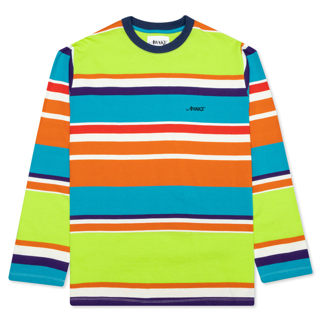 Awake Embroidered Logo L/S Striped Tee - Lime Green – Feature