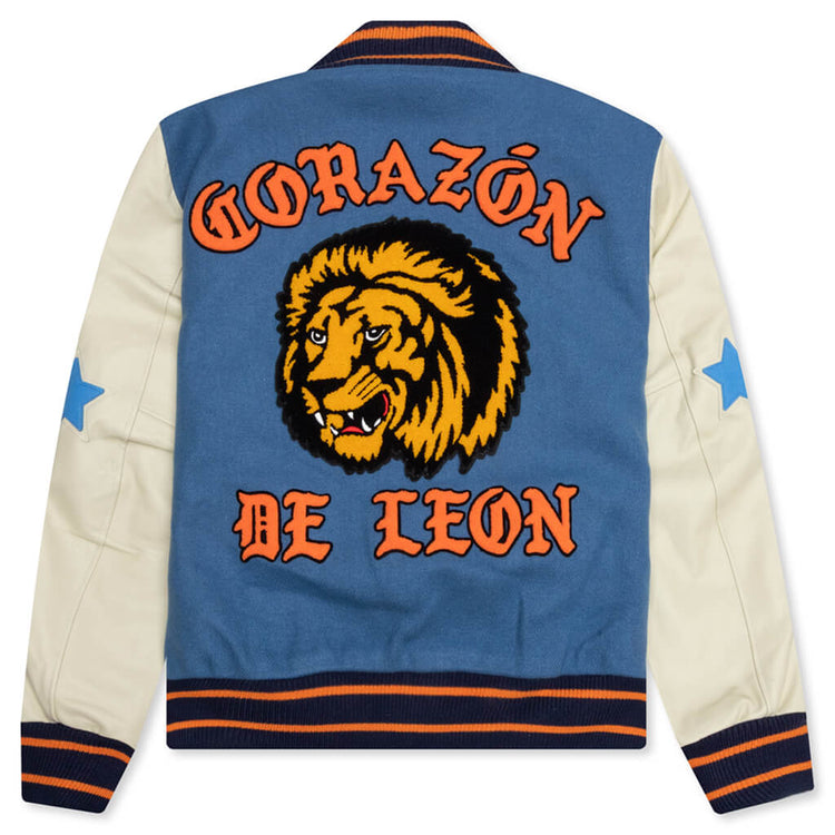 Corazon Varsity Jacket - Blue/Cream – Feature