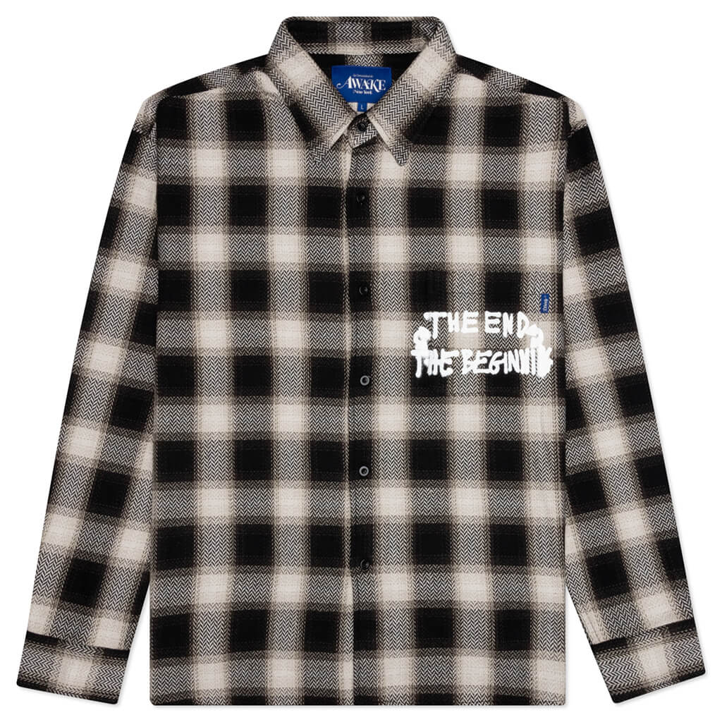 End and Beginning Embroidered Flannel - Cream – Feature