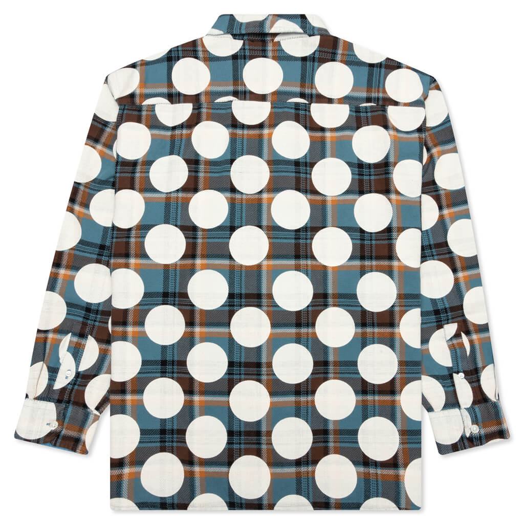 Awake Polka Dot Flannel Shirt - Dusty Blue – Feature