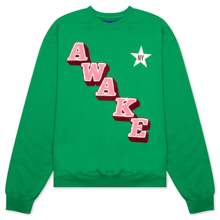 Awake Stacked Logo Crewneck - Green – Feature