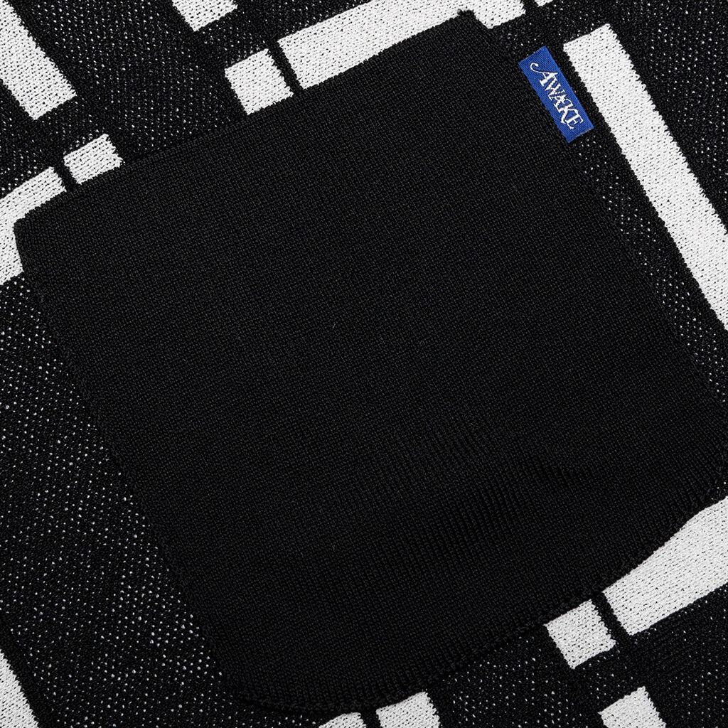 Awake Windowpane Short Sleeve Cardigan - Black/White – Feature