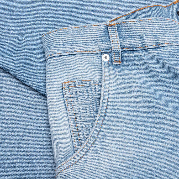 Straight Monogram Denim Pants - Blue – Feature