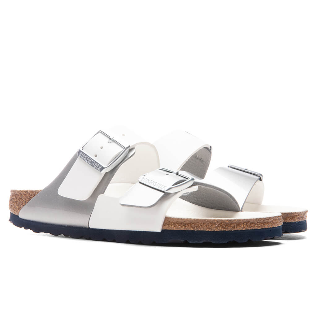 Women's Narrow Arizona Split Birko-Flor - White/Silver – Feature