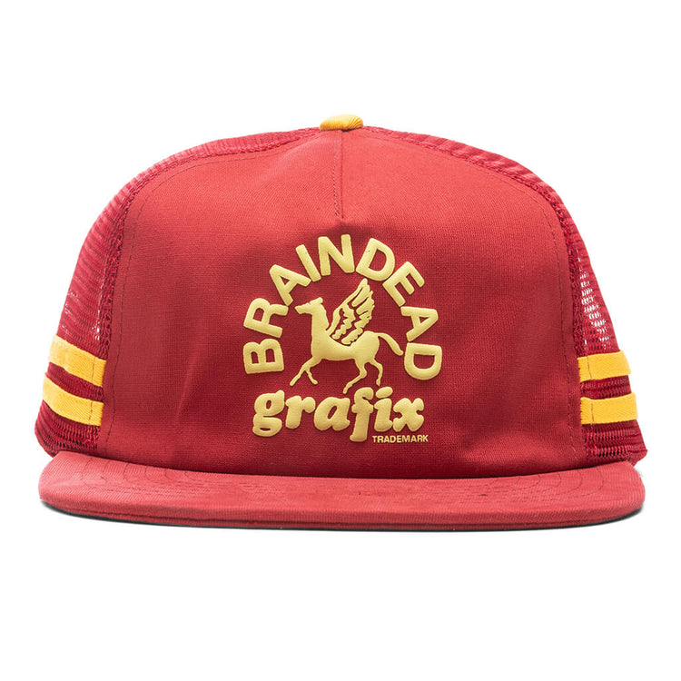 Grafix 5 Panel Trucker Cap - Red – Feature