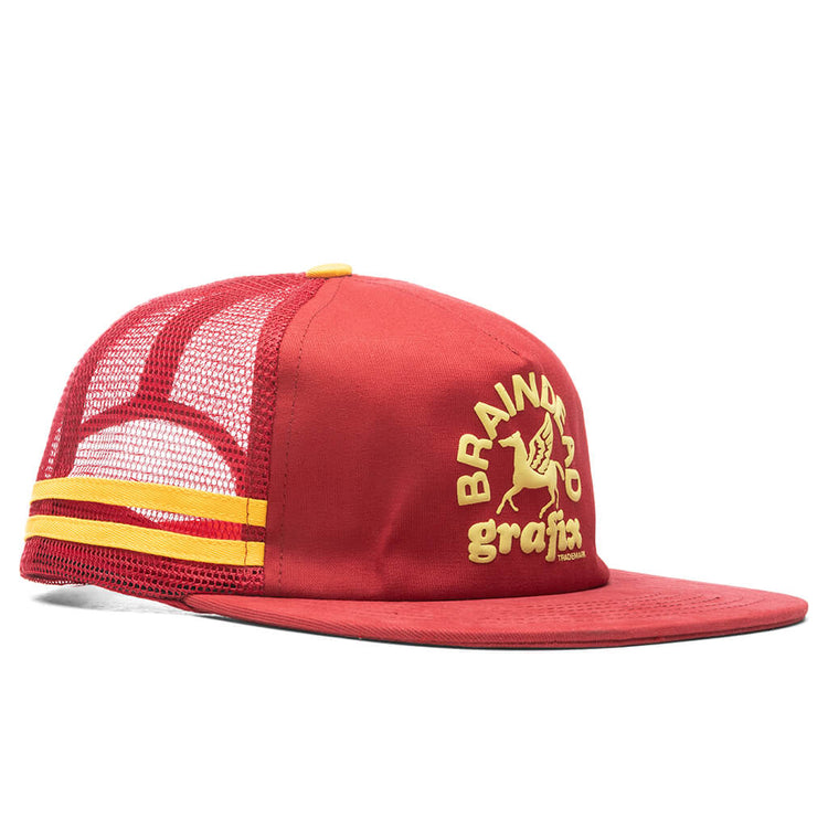 Grafix 5 Panel Trucker Cap - Red – Feature