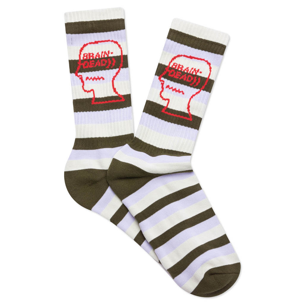 Striped Logo Head Sock - Cement – Feature