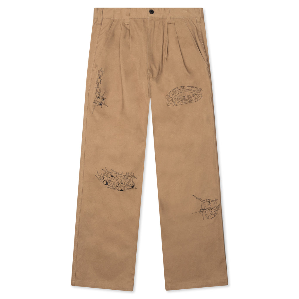 Whips And Chains Wide Leg Pleated Pants - Khaki – Feature