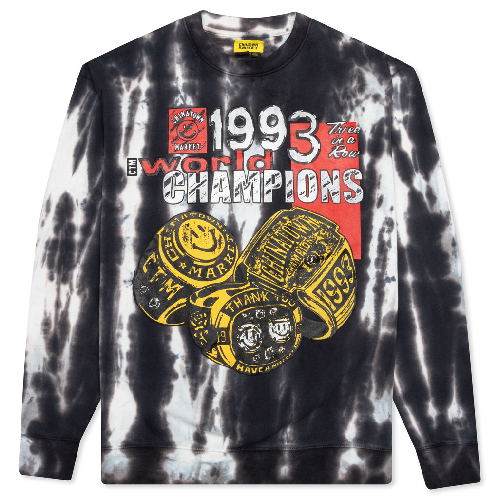 Chinatown Smiley Champions 3 Rings Tie-Dye Crewneck - Grey – Feature