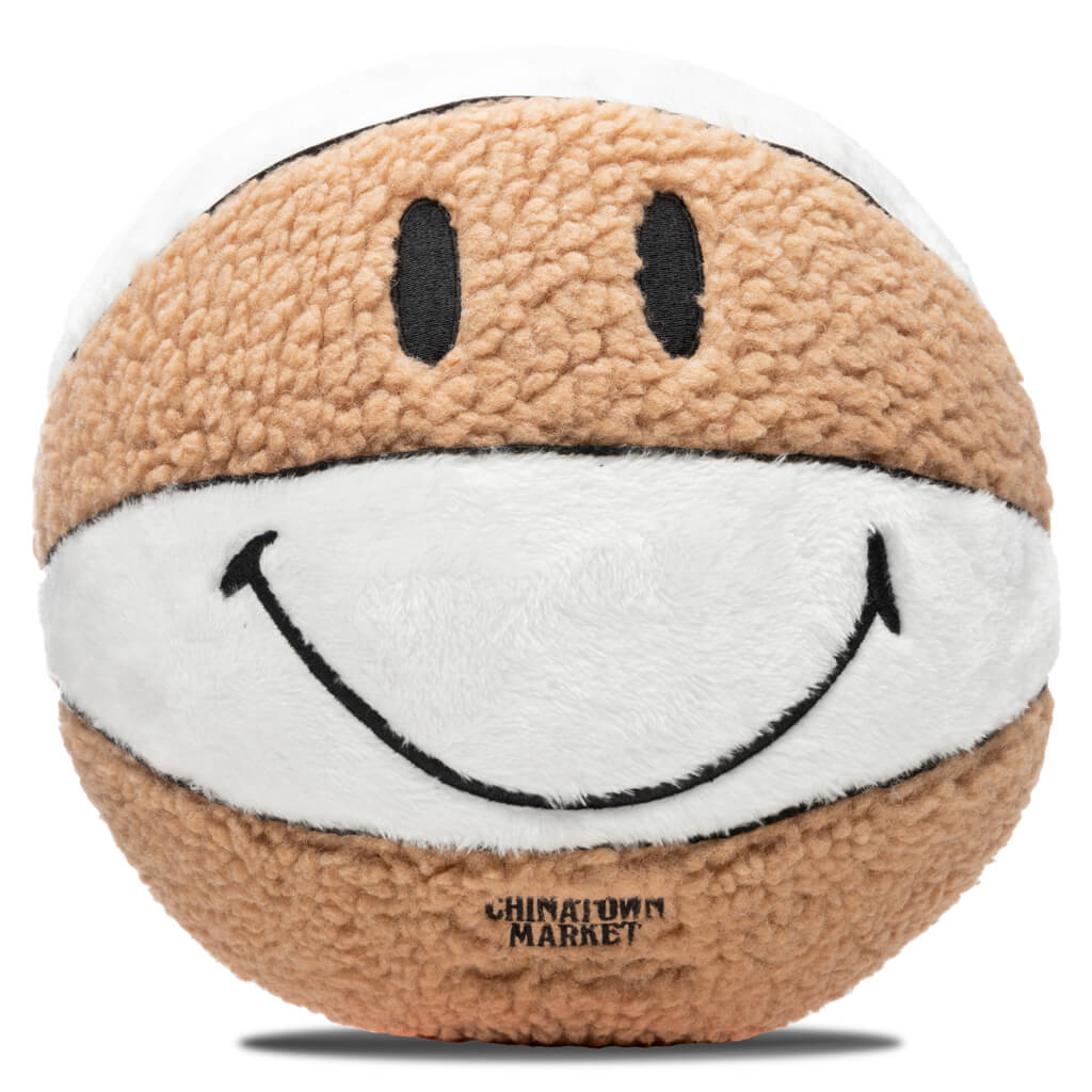 Chinatown Smiley Sherpa Basketball Pillow - Tan – Feature