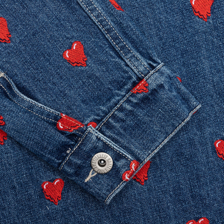 Logo Pattern Denim Jacket - Washed Blue – Feature