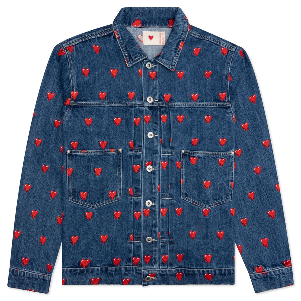 Logo Pattern Denim Jacket - Washed Blue – Feature